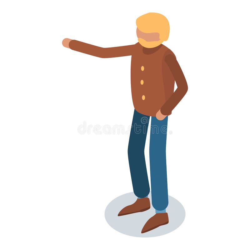 Old Man Hand Up Icon, Isometric Style Stock Vector - Illustration of ...