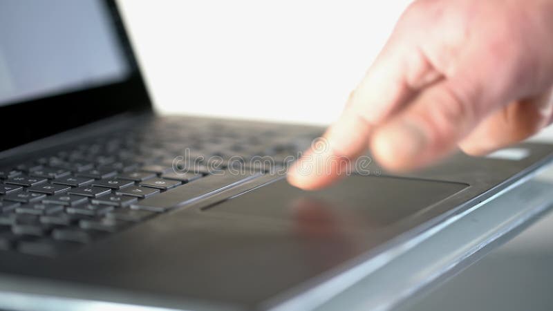 Old Man Hand Using Laptop Touchpad Stock Video - Video of modernization ...