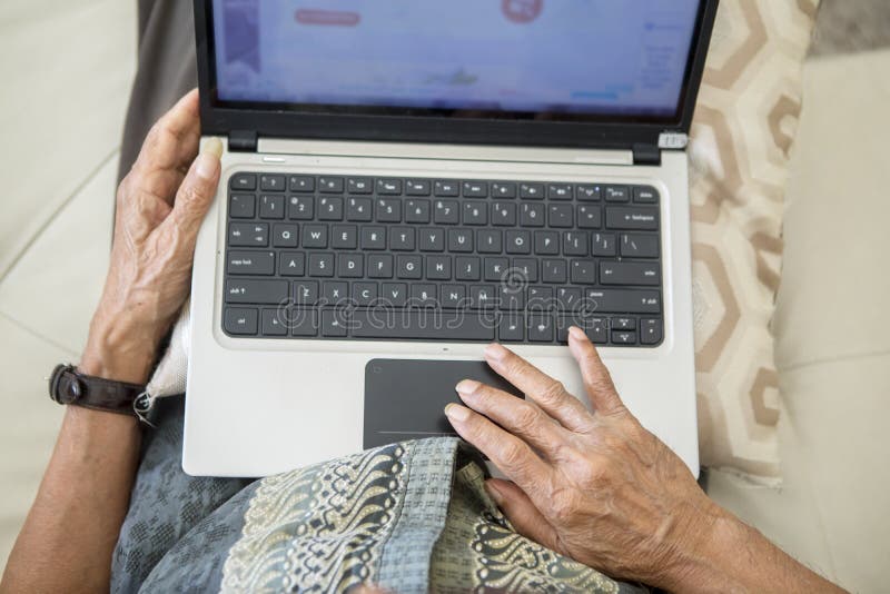 Old Man Hands Typing on the Laptop Stock Image - Image of business ...