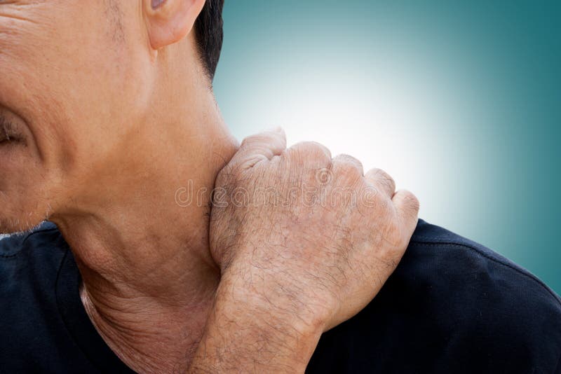 The Old Man Has Pain in Neck Stock Photo - Image of male, massage: 79743078