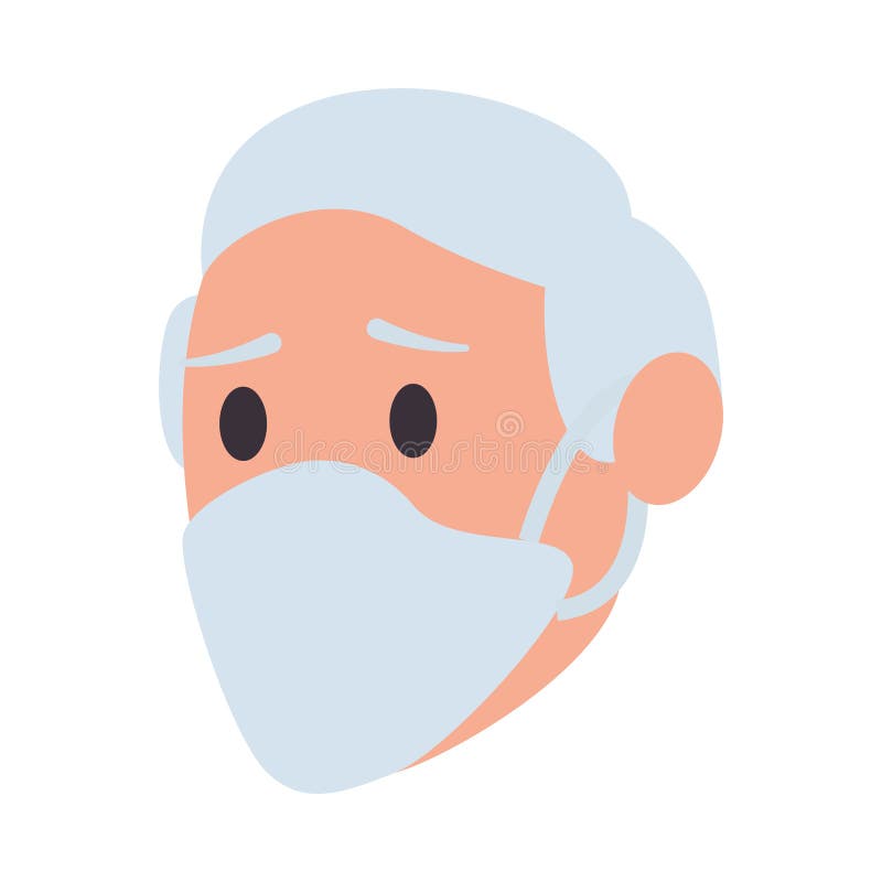 Old Man Head with Face Mask Stock Vector - Illustration of healthy ...