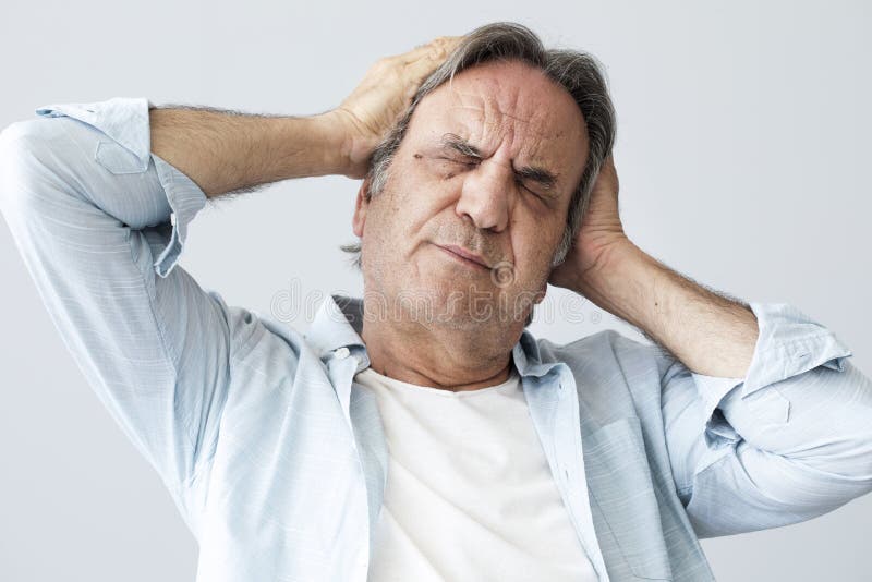 Old man with headache stock image. Image of unhappy, stress - 97017579