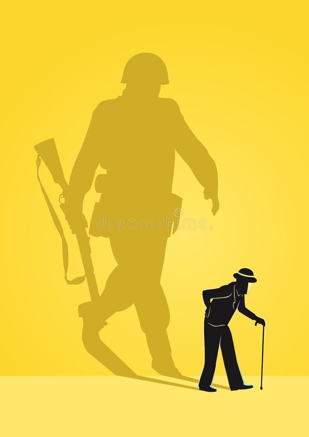 Old man and his shadow stock vector. Illustration of people - 166262652