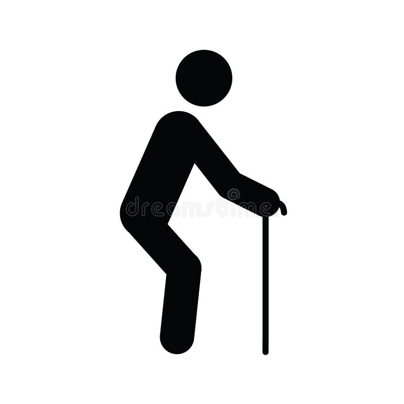 Old Man Icon Old Person Sign Stock Vector - Illustration of silhouette ...