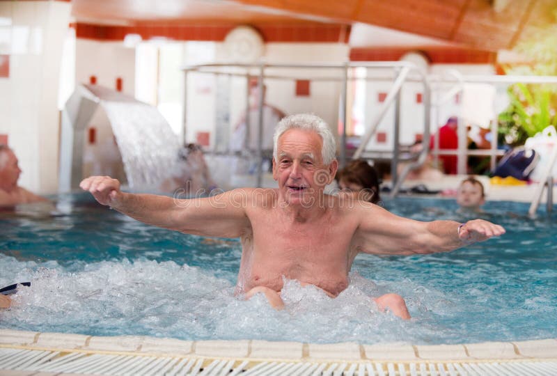 Old man in jacuzzi stock photo. Image of pensioner, jacuzzi - 70795106