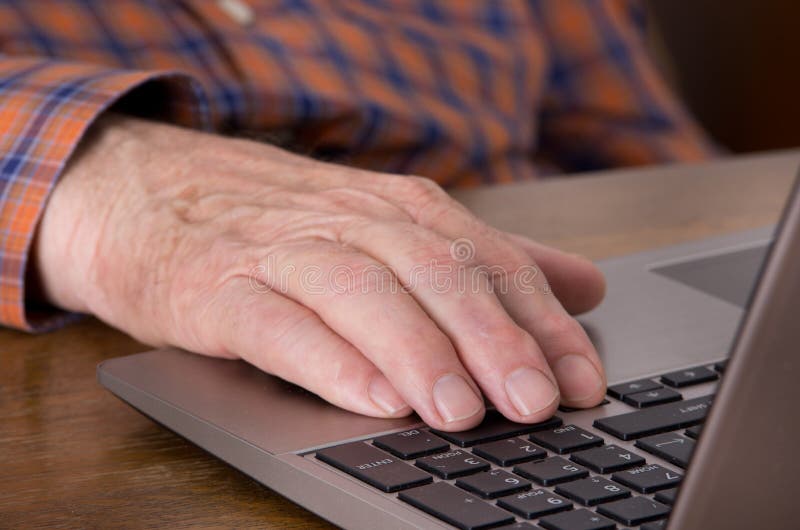 Old man with laptop stock photo. Image of computer, closeup - 49033526
