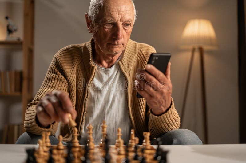Old Man Learns To Play Chess Online Watching Video Tutorial Using ...