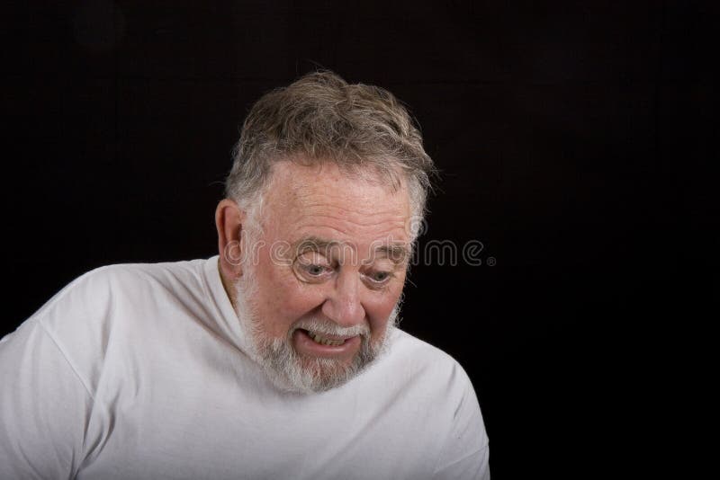 Old Man Looking Down Scared Stock Photo - Image of eyes, black: 4279528