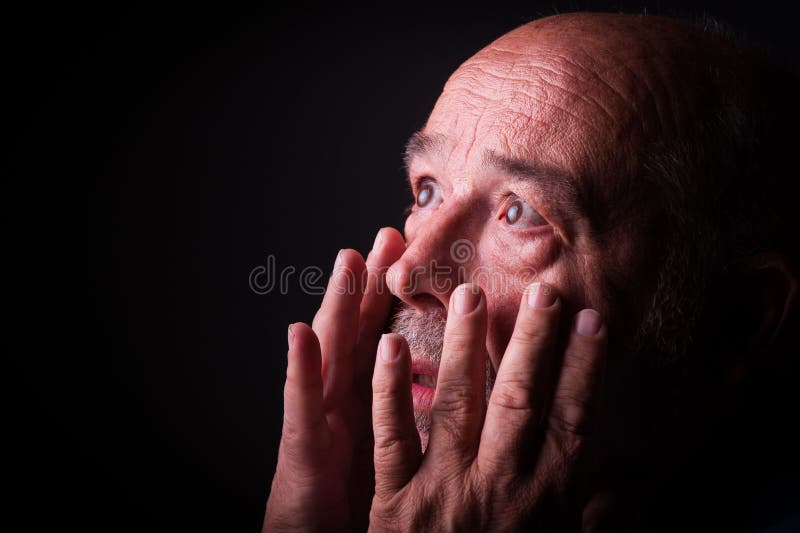 Old Man Looking Frighten Or Scared Stock Image - Image: 44202959