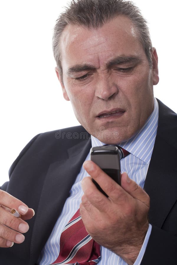 Old Man Looking at His Cell Phone Stock Photo - Image of call, business ...