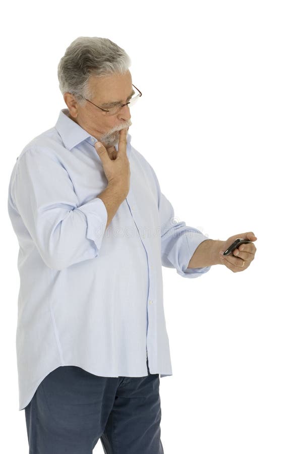 Old Man with Mobile Phone Cell Phone Smart Phone Stock Image - Image of ...