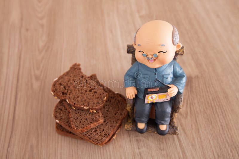 Old Man Model and Slices of Bread Stock Image - Image of food, bread ...