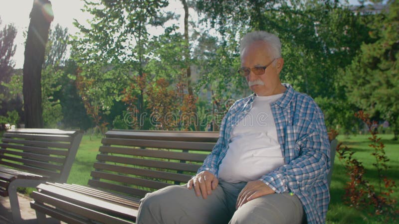 An Old Man with Mustache Dozing in the Park Stock Video - Video of aged ...