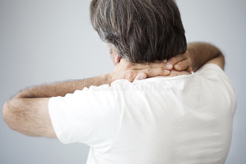 Old man with neck pain stock image. Image of health, tired - 97015619