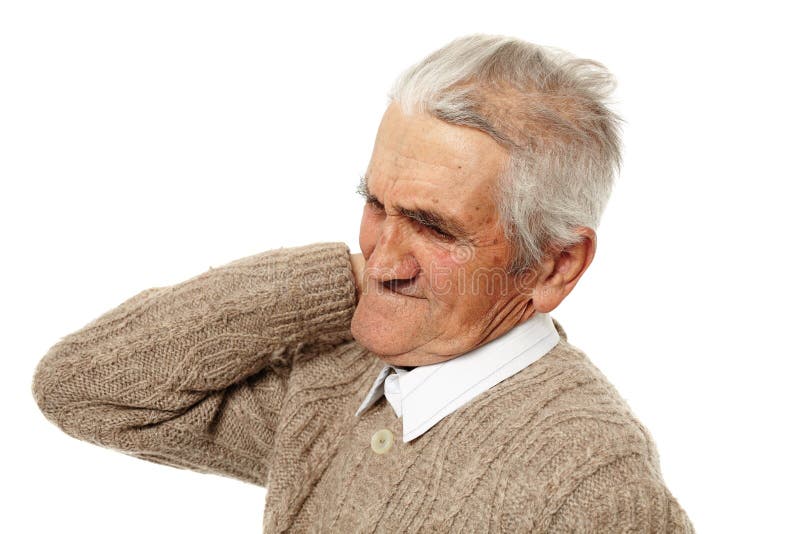 Old man with neck pain stock photo. Image of adult, massaging - 52411856