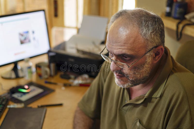 Old man in the office stock photo. Image of economy - 269324392