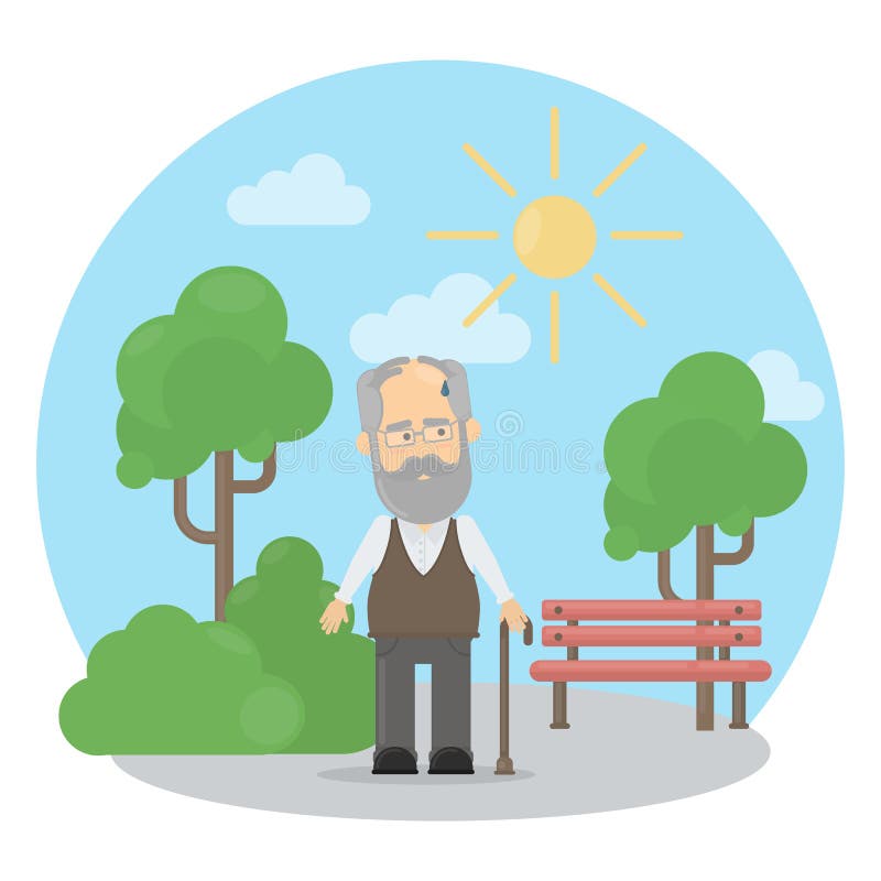 Old man outside. stock vector. Illustration of sports - 86500403