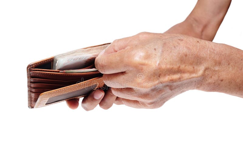 Old Man Paying for Something with a Full of Money in Stock Image ...