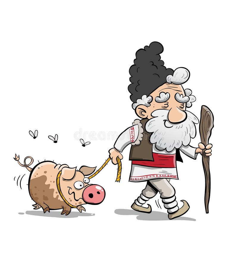 Old Man Pig Farmer with White Beard Stock Vector - Illustration of ribs ...