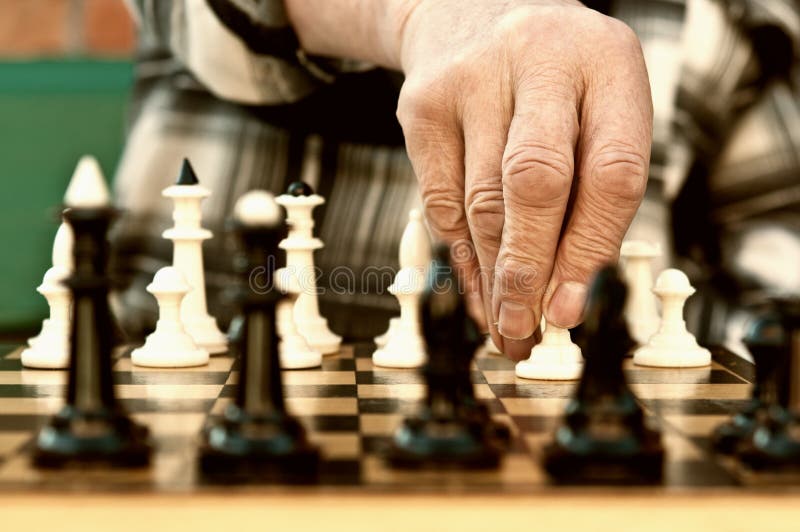 Old Age Woman Playing Chess. Stock Image - Image of play, generation ...