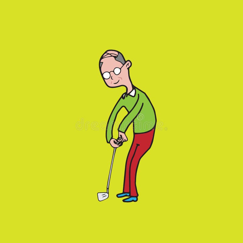 Old man playing golf stock vector. Illustration of putt - 65550721