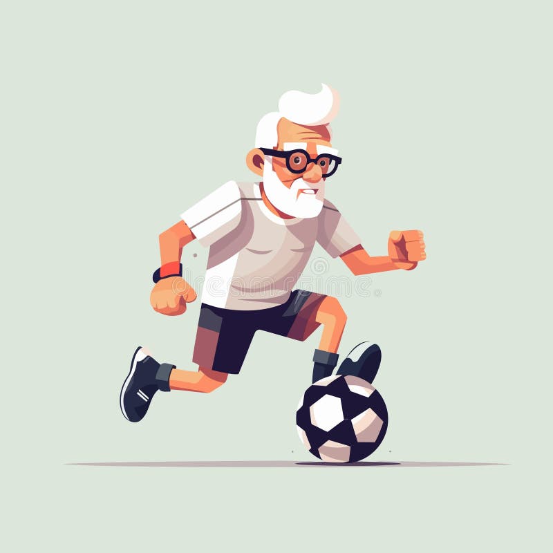 Old Man Playing Soccer Vector Flat Minimalistic Isolated Illustration ...