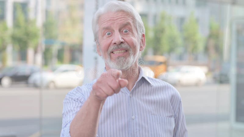 Old Man Pointing at the Camera and Inviting Outdoor Stock Photo - Image ...