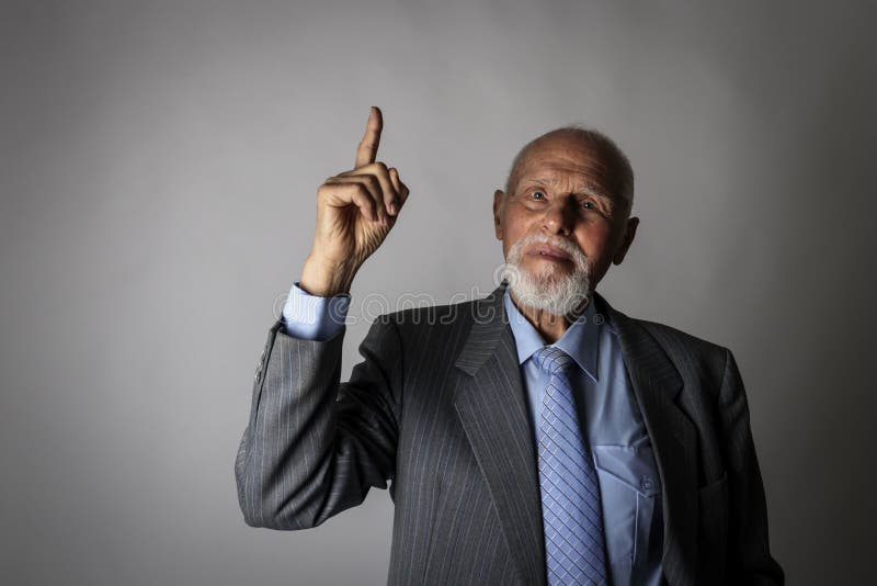 Old Man is Pointing at Something Interesting Stock Image - Image of ...