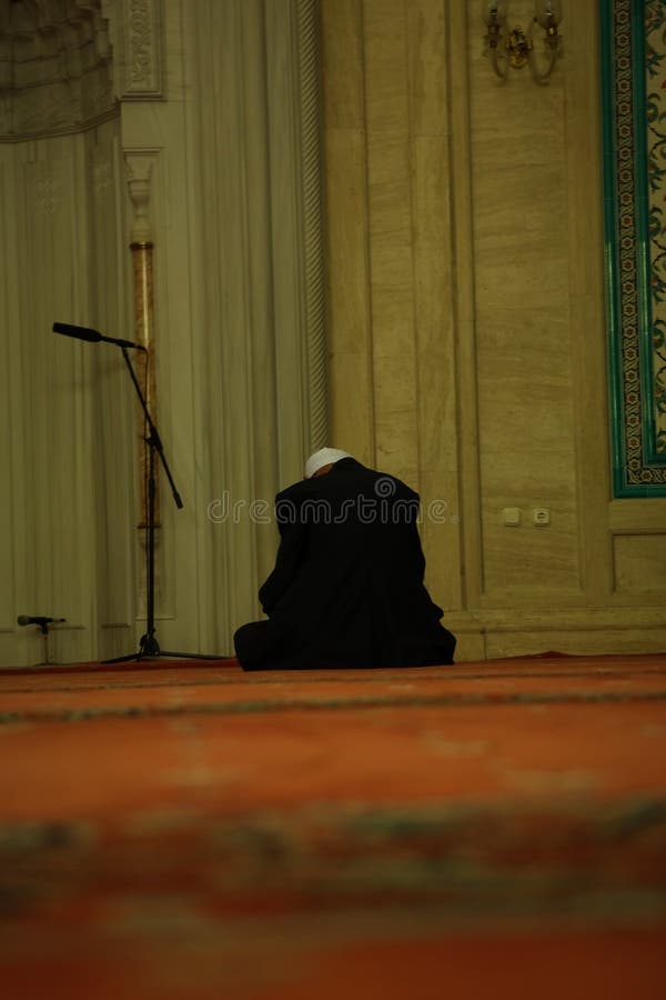 An Old Man Praying in a Mosque Stock Image - Image of room, person ...