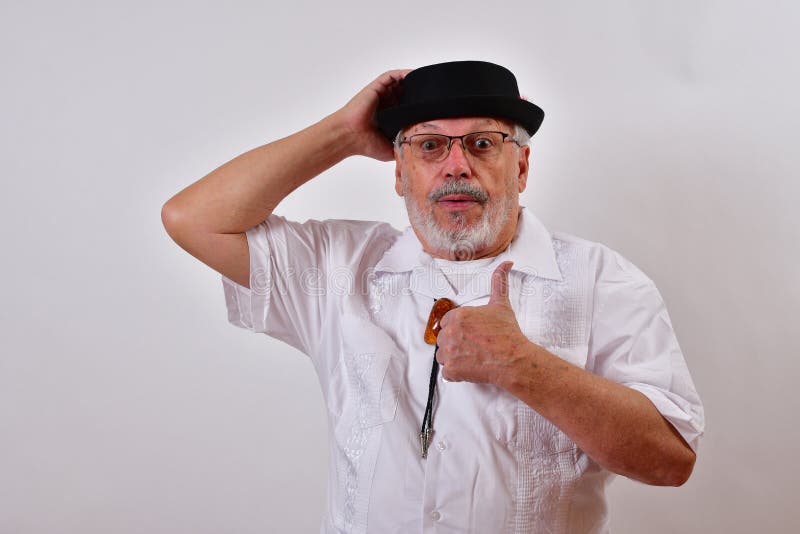 Old Man with a Questioning Look Points To Himself Stock Image - Image ...