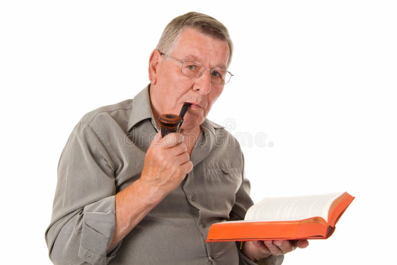 Old man reading a book stock image. Image of portrait - 30422031