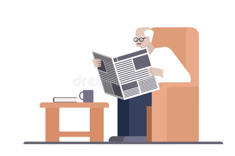 An Elderly Man Enjoys a Peaceful Morning Reading the Newspaper in His ...