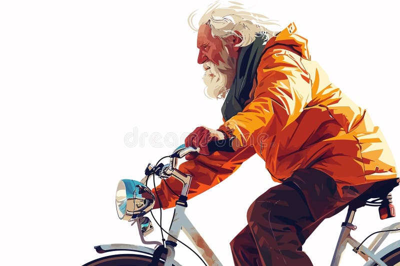 Old Man Riding Bicycle Isolated Stock Vector - Illustration of ...