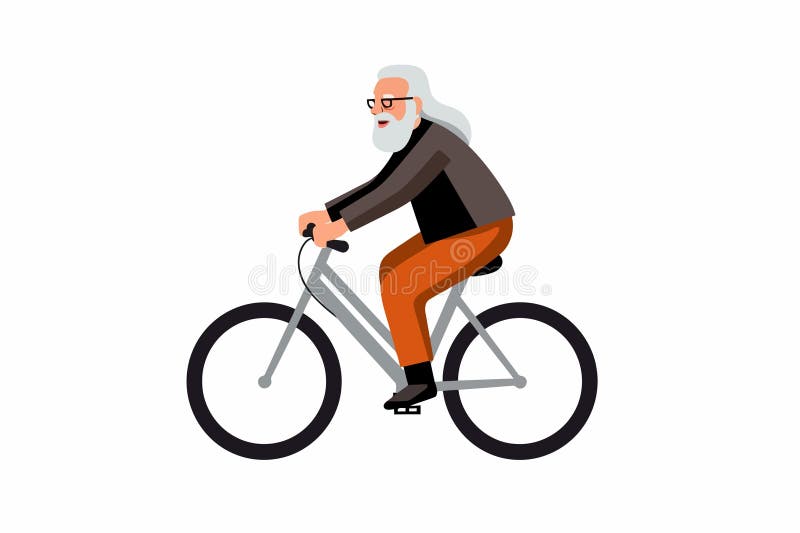 Old Man Riding Bicycle Vector Flat Minimalistic Isolated Illustration ...
