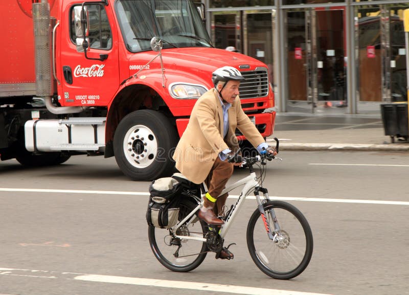 Old Man Riding Bike To Work Editorial Stock Image - Image of senior ...