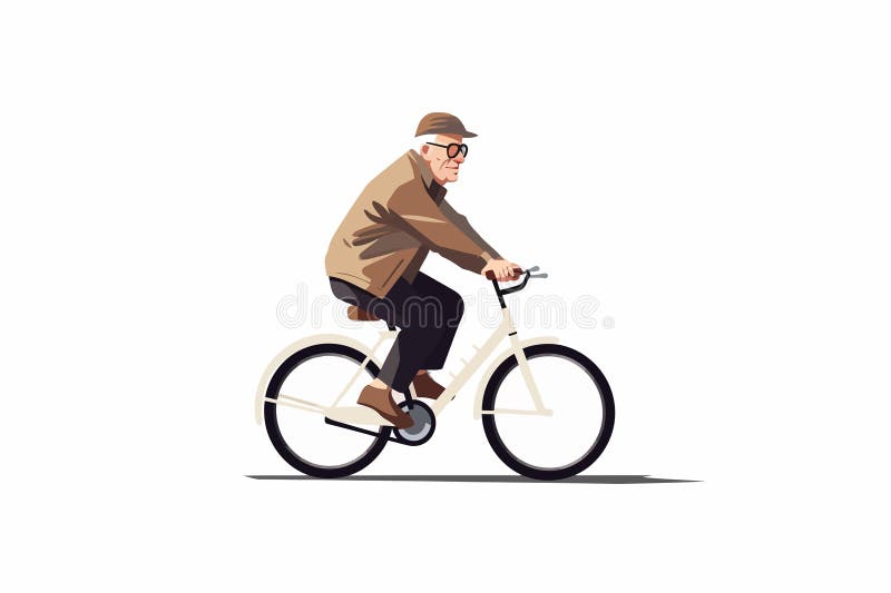 Old Man Riding Bycicle Vector Flat Minimalistic Isolated Illustration ...