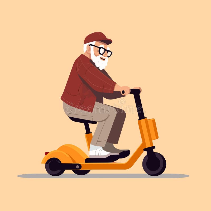 Old Man Riding E-scooter Vector Flat Isolated Illustration Stock Vector ...