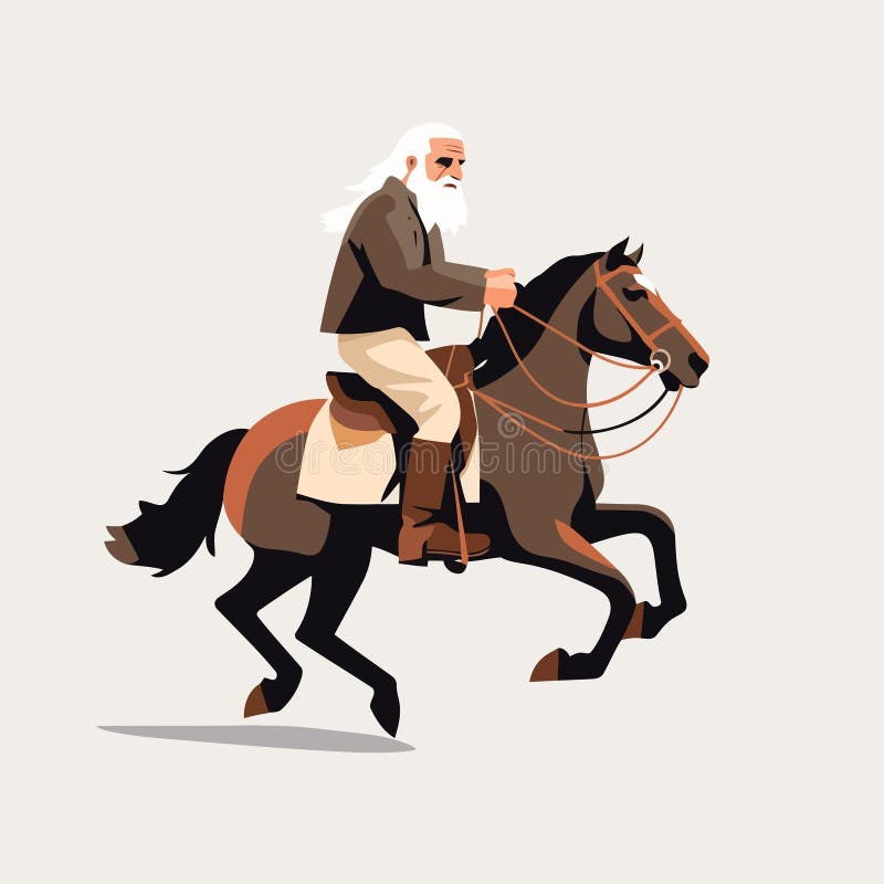 Old Man Riding Horse Vector Flat Minimalistic Isolated Illustration ...