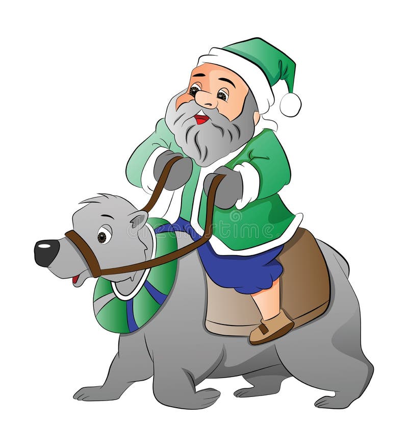 Old Man Riding a Polar Bear, Illustration Stock Vector - Illustration ...