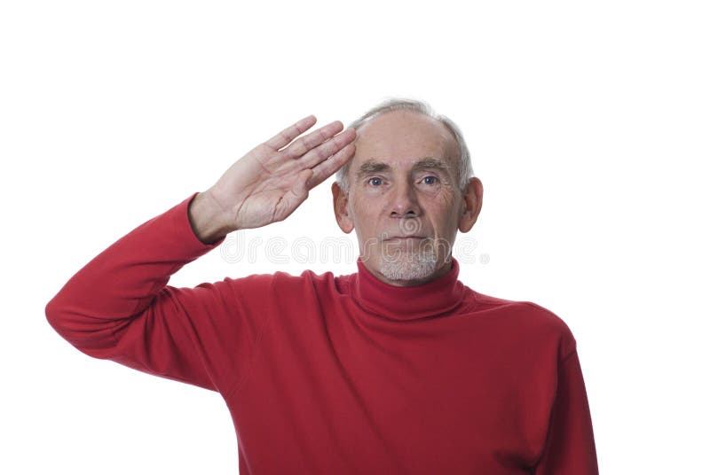Old Man Saluting in Respect Stock Photo - Image of white, senior: 13854704