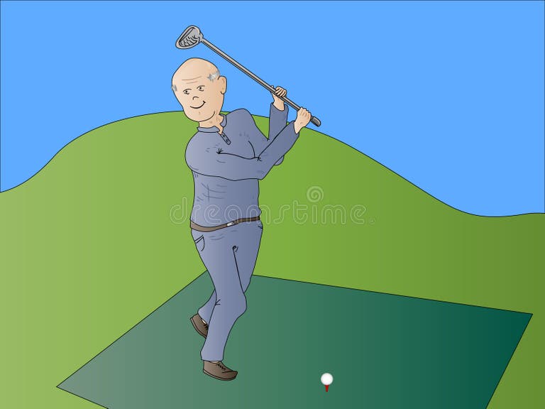 Man Senior Citizen Playing Golf Cartoon Illustration Stock ...