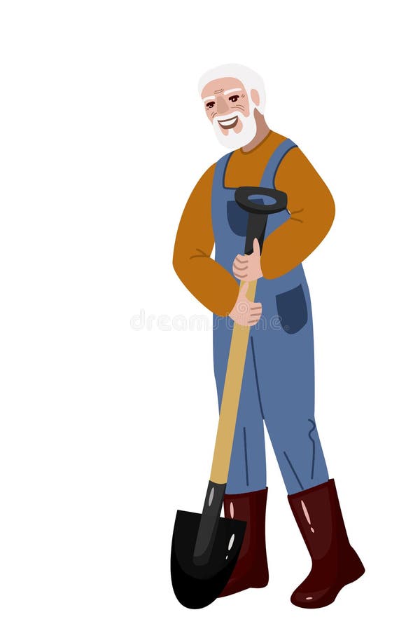 Old Man Shovel Retirement Icon. Stock Vector - Illustration of male ...