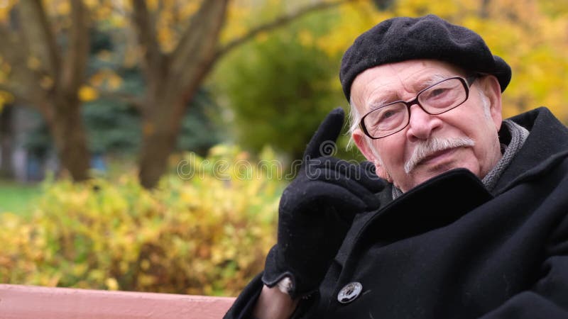 The Old Man Shows a Finger Gesture No Stock Image - Image of people ...