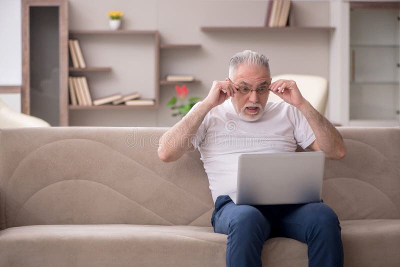 Old man sitting at home stock photo. Image of meeting - 276154008