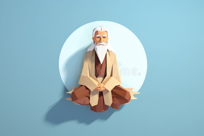 An Old Man Sitting in a Lotus Pose. Generative AI Image. Stock ...