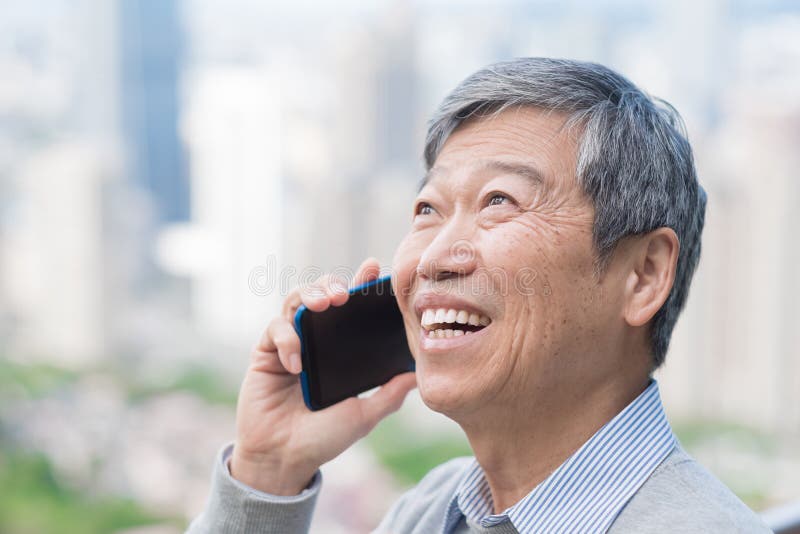 Old man speak on phone stock photo. Image of people - 111561410