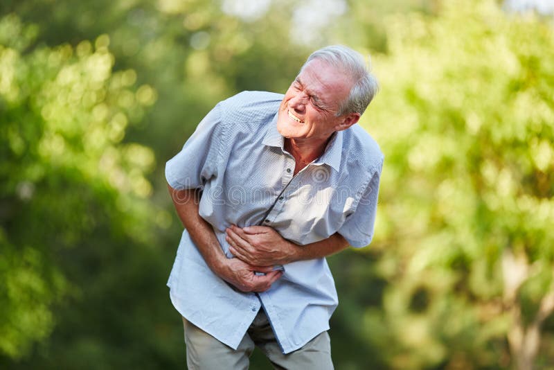 Old man with stomach ache stock image. Image of bowel - 87469251