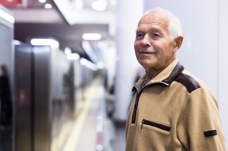 Old man in subway station stock image. Image of metro - 373380223