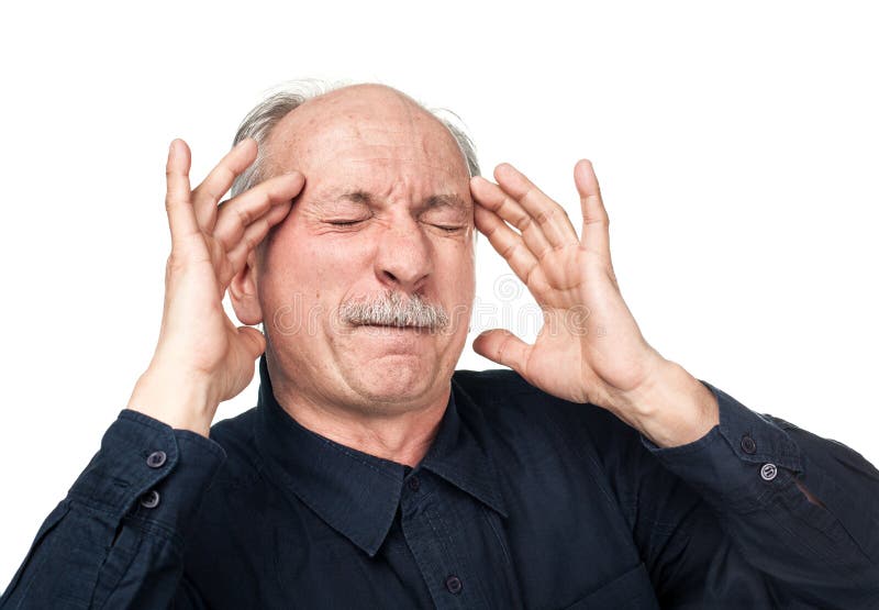 Old Man Suffering from Headache Stock Image - Image of indoor, health ...