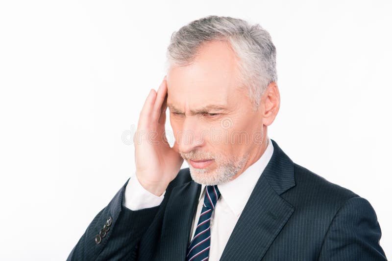 Old Man Suffering of Headache in Business Suit Stock Image - Image of ...